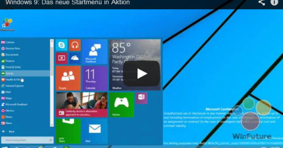 Prvi posnetki Windows 9 - gumb start je nazaj! - Svet24.si