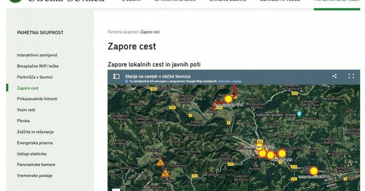 Interaktivni zemljevid o aktualnih zaporah cest - Svet24.si