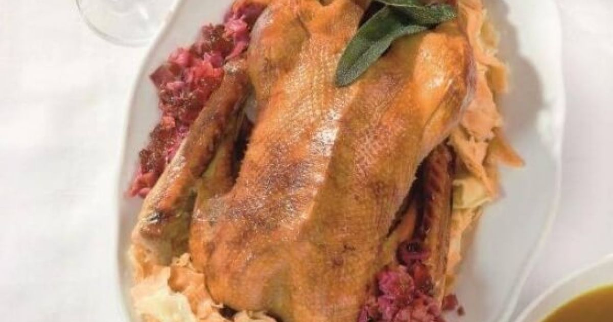 Pečena martinova gos s kostanjem in jabolki - Svet24.si