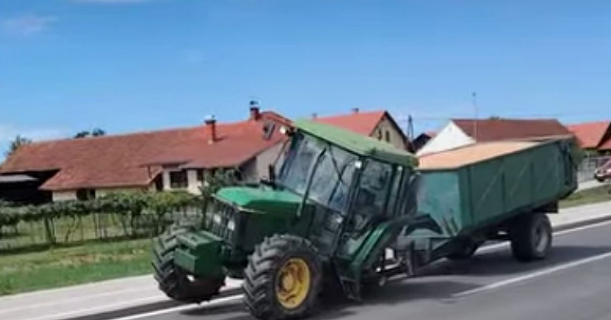 Traktor brez pnevmatike oviral promet na Tišini - Svet24.si